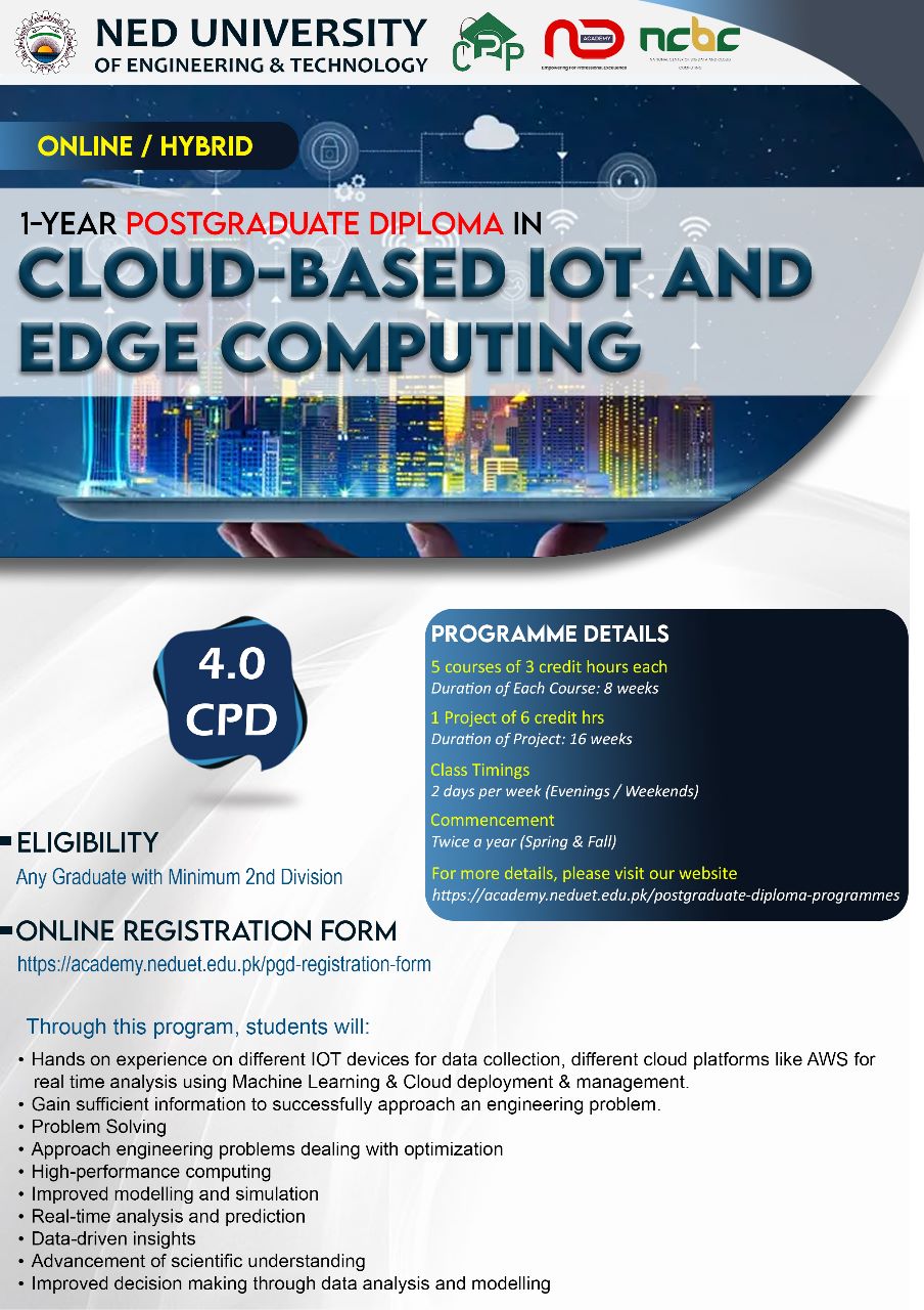 PGD In Cloud-based IoT and Edge Computing | NED Academy - CCEE | CMPP PGD In Cloud-based IoT and Edge Computing | NED Academy - CCEE | CMPP